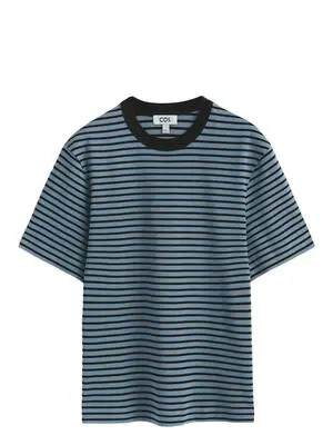 Cos Interlock Cotton Crew-neck T-shirt Blue