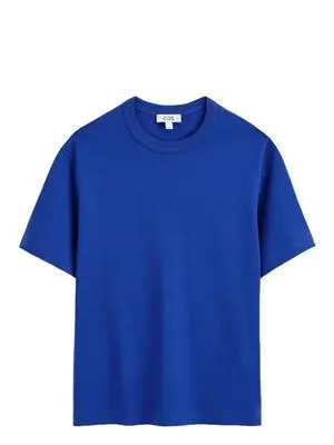 Cos Interlock Cotton Crew-neck T-shirt - Bright Blue