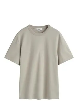 Cos Interlock Cotton Crew-neck T-shirt Gray