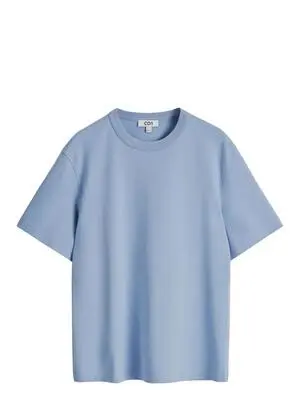 Cos Interlock Cotton Crew-neck T-shirt Light Blue
