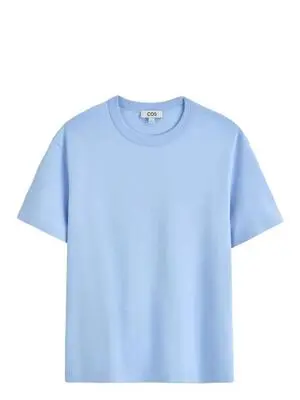 Cos Interlock Cotton Crew-neck T-shirt - Light Blue