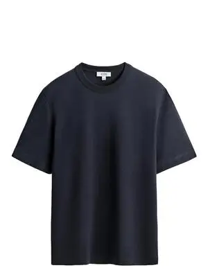 Cos Interlock Cotton Crew-neck T-shirt Navy