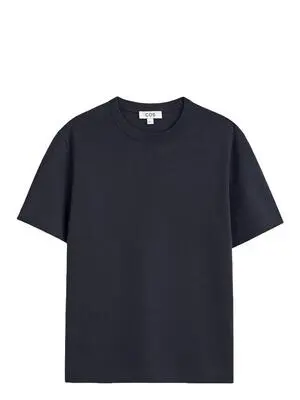 Cos Interlock Cotton Crew-neck T-shirt - Navy