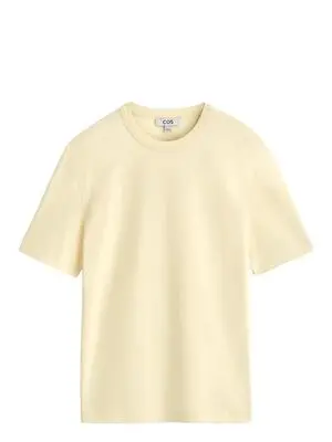 Cos Interlock Cotton Crew-neck T-shirt - Yellow