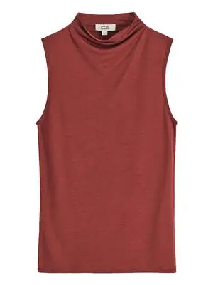 Cos Draped Turtleneck Tank Top - Red