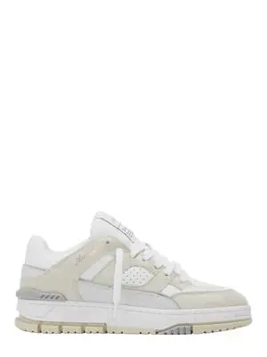 Axel Arigato Bicolour Low Top Leather And Nubuck Sneakers With Perforated Toe - Cream