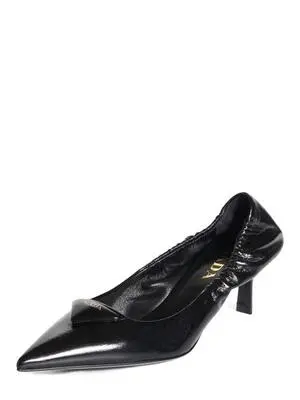 Prada Ruched Kitten Heel Pumps - Nero