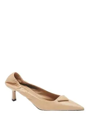Prada Ruched Kitten Heel Pumps - Sabbia
