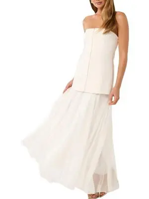EVER NEW Mixed Media Strapless Dress - Cream