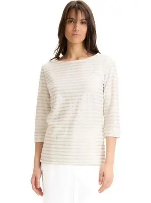 Majestic Filatures Metallic Stripe Linen Tee - Silver