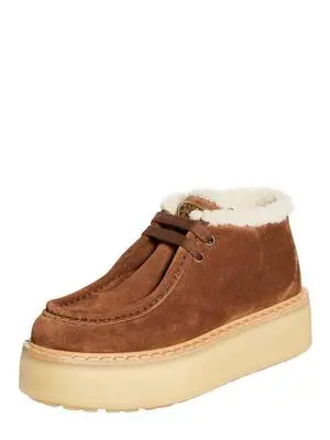 Prada Shearling Derby Bootie - Cacao