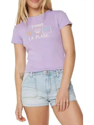 Roxy J'aime La Plage Graphic Baby Tee - Lilac Brz