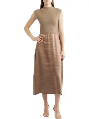 BOSS Ferdolini Mixed Media Midi Dress Basalt