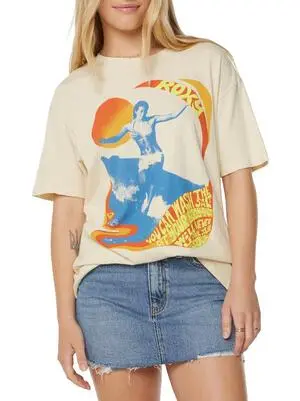 Roxy Oversized Cotton Graphic T-shirt - Egret Salt Soul