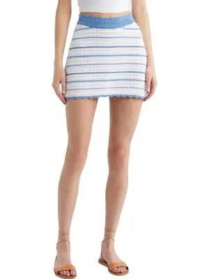 LoveShackFancy Willette Crochet Miniskirt - Maritime Stripes