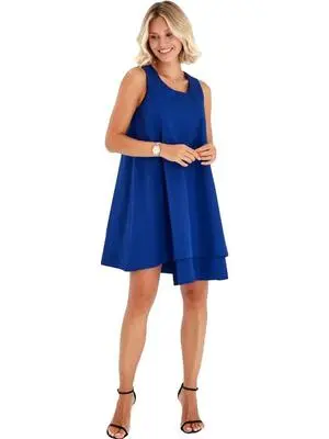 ACCOUCHEE Amaze Cotton Maternity/nursing Swing Dress - Azure Blue