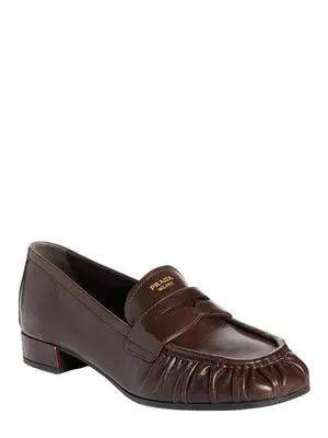 Prada Ruched Toe Penny Loafer Moro