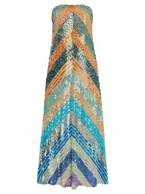 Christopher John Rogers Strapless Sequined Midi Dress - Multi