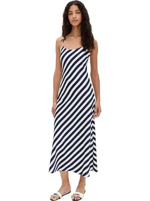 Endless Rose Striped Charmeuse Maxi Dress - Navy/white