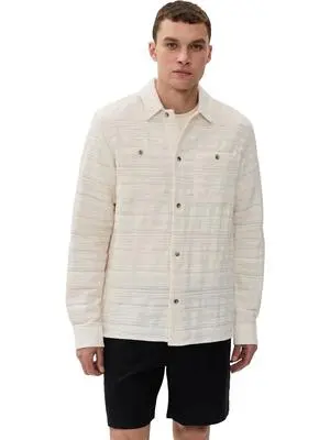 LES DEUX Jonas Structured Stripe Overshirt - Ivory