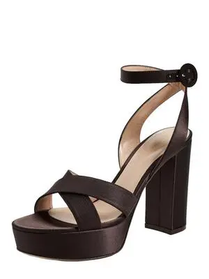 GIANVITO ROSSI Sabrina Heeled Sandals - Moka