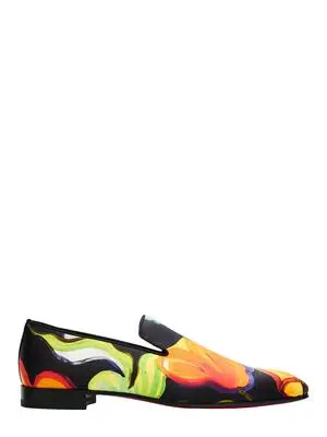 CHRISTIAN LOUBOUTIN Dandelion Floral Loafers - Orange/lime/black