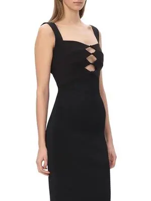 Herve Leger Alessia Cutout Bodycon Ankle Gown - Black