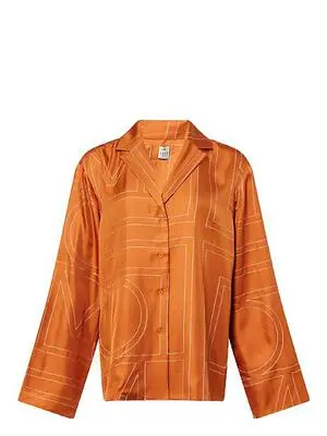 TOTÊME Monogram-stitch Silk Pyjama-style Top - Terracotta