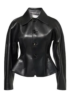 Bottega Veneta Cinch-waist Short Leather Jacket - Black