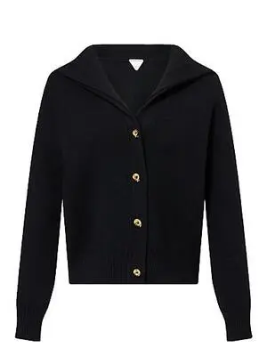 Bottega Veneta Hooded Compact Wool Knitted Cardigan - Black