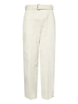 Bottega Veneta Straight-leg Cotton Twill Trousers With Belt - Frosting