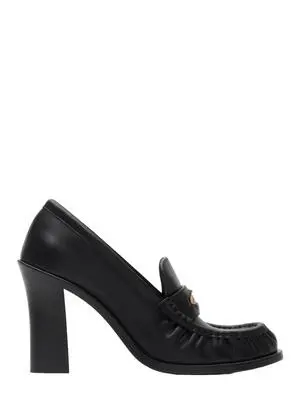 Burberry Leather Heeled Loafers - Black
