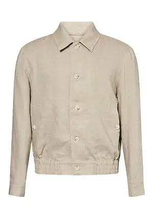 BELIER Brand-embroidered Relaxed-fit Linen Jacket - Oatmeal