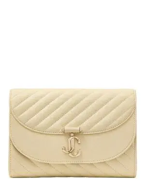 JIMMY CHOO Curve Quilted Biker Leather Clutch - Buttermilk/shiny Gold
