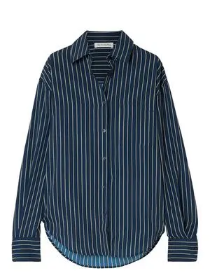 THE FRANKIE SHOP Lui Striped Crepe Shirt - Blue