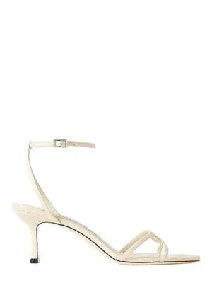 JIMMY CHOO Leo 65 Croc-Effect Leather Sandals Cream
