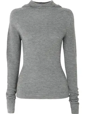 THE FRANKIE SHOP Danae Hooded Ribbed-knit Top - Gray