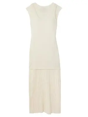Loulou De Saison Ada Layered Ribbed Cotton-blend Midi Dress - Neutrals
