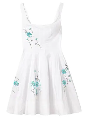 Staud Wells Pleated Embellished Mini Dress - White