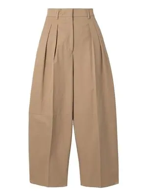 Altuzarra Dash Pleated Cotton-twill Barrel-leg Pants - Neutrals