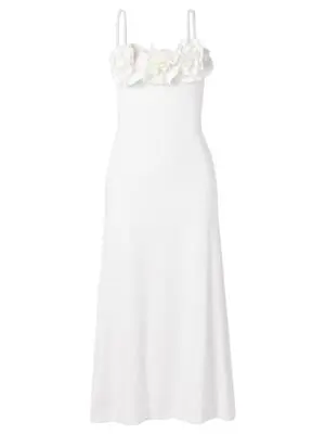 MAYGEL CORONEL Aura Appliquéd Stretch-Jersey Midi Dress Neutrals