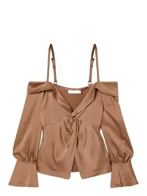 Simkhai Viktoria Cold-shoulder Blouse - Brown