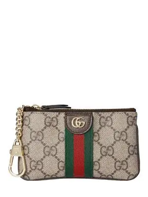 Gucci Ophidia Zip Key Pouch Gg Canvas - Beige