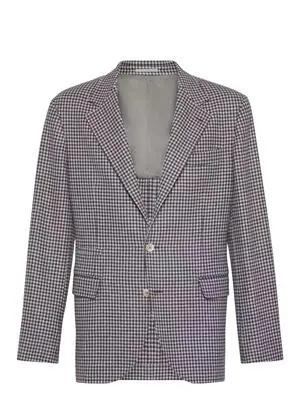 Brunello Cucinelli Houndstooth Blazer - Red