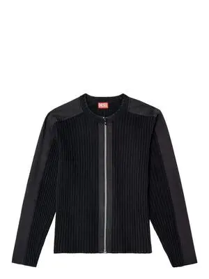 DIESEL K-matty Ribbed Zip-up Cardigan - Black