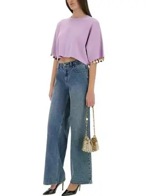 Rabanne Embellished Cropped T-shirt - Purple