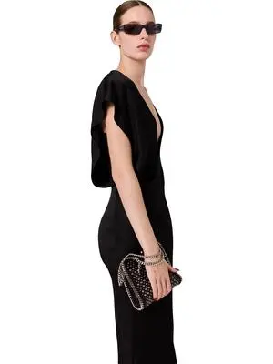 Stella McCartney Deep V Cap-sleeved Midi Dress - Black