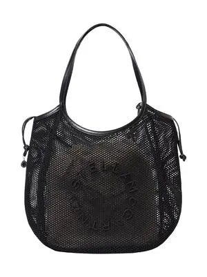 Stella McCartney Logo Mesh Hobo Bag - Black