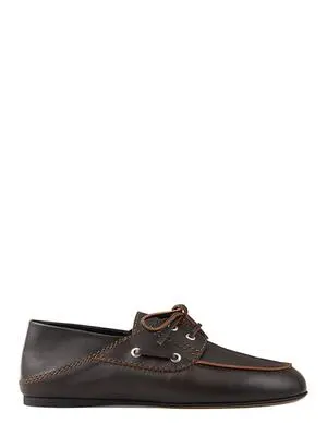 Sandro Leather Boat Shoe Loafers - Brown