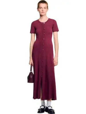 Sandro Knit Maxi Dress - Bordeaux